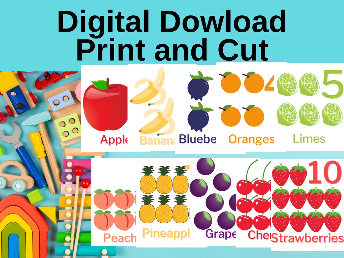 Digital Numbers With Fruit Flashcards 1-10 Fun Printable Math Education ...