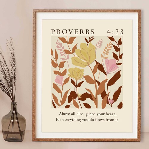 Proverbs 4:23 Guard Your Heart Bible Verse Wall Art Christian - Etsy