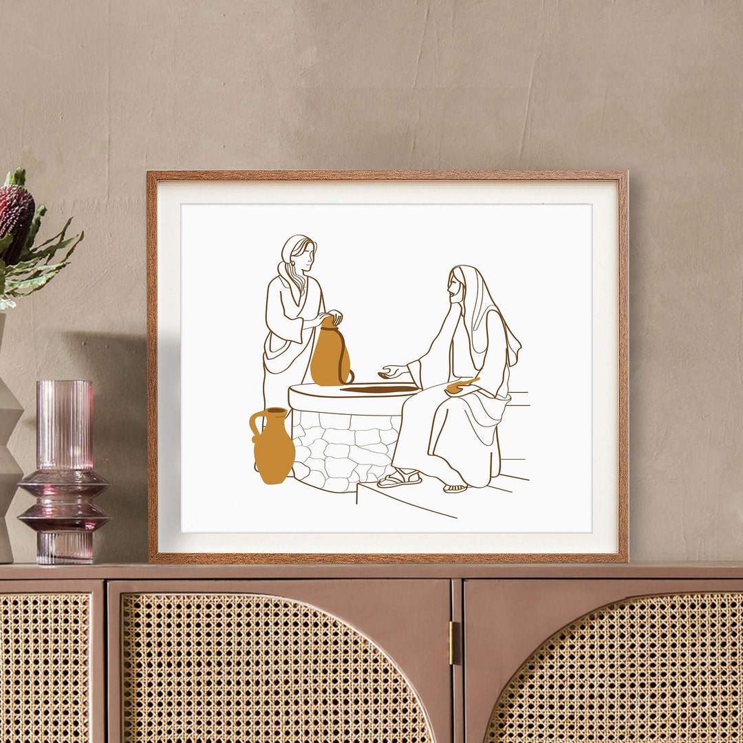 Jesus and Samaritan Woman Art Print, Christian Bible Story, DIGITAL ...
