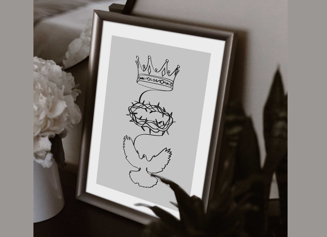 Black & Gray Holy Trinity Line Art, DIGITAL PRINTS, Minimalist Bible ...