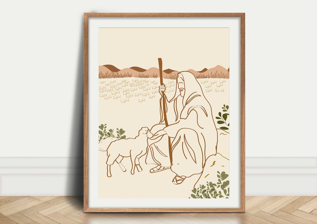The Good Shepherd Christian Art, DIGITAL Prints, Jesus Modern Line Art ...