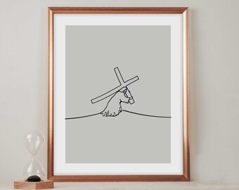 Jesus Carrying the Cross Line Art - Etsy
