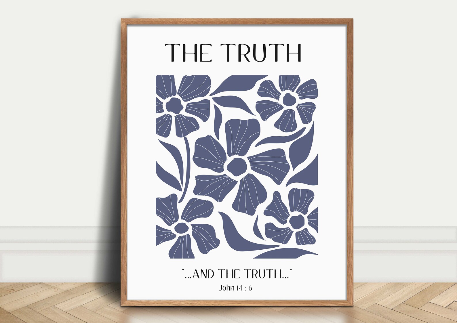 The Way Truth Life Blue Flower, Christian Modern Prints,digital PRINTS ...