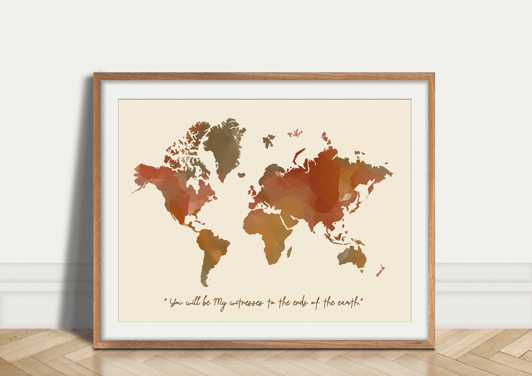 The Great Commission World Map in Mid Century Modern, DIGITAL DOWNLOAD ...
