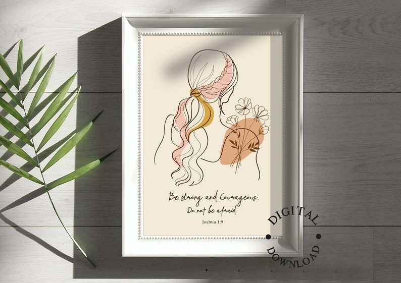 Be Strong and Courageous Christian Art Female Art Prints - Etsy