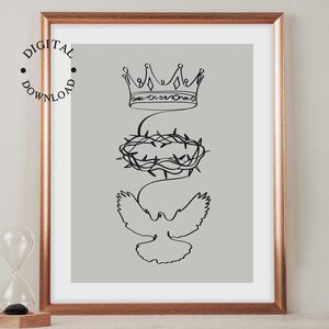Black & Gray Holy Trinity Line Art, DIGITAL PRINTS, Minimalist Bible ...