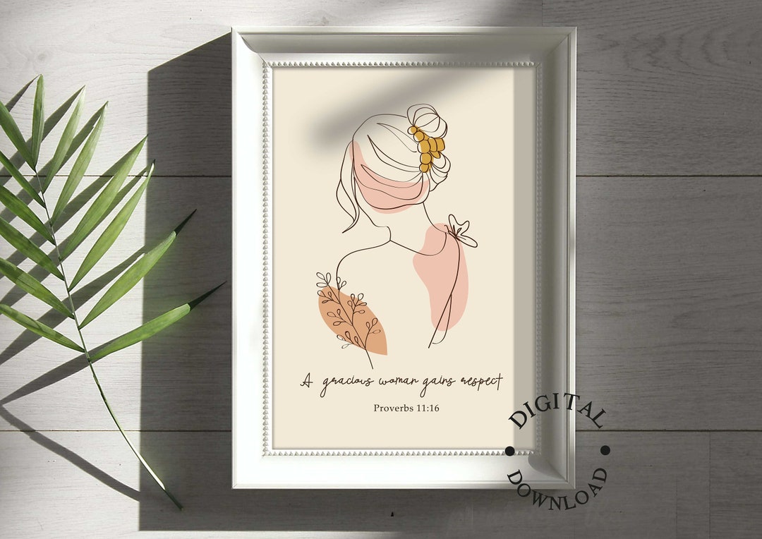 A Gracious Woman Gains Respect, Woman Line Art , Christian Girl Boho ...