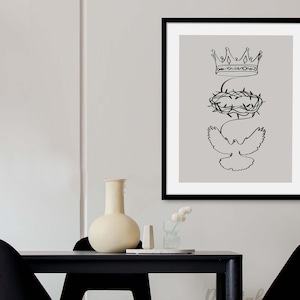 Black & Gray Holy Trinity Line Art, DIGITAL PRINTS, Minimalist Bible ...