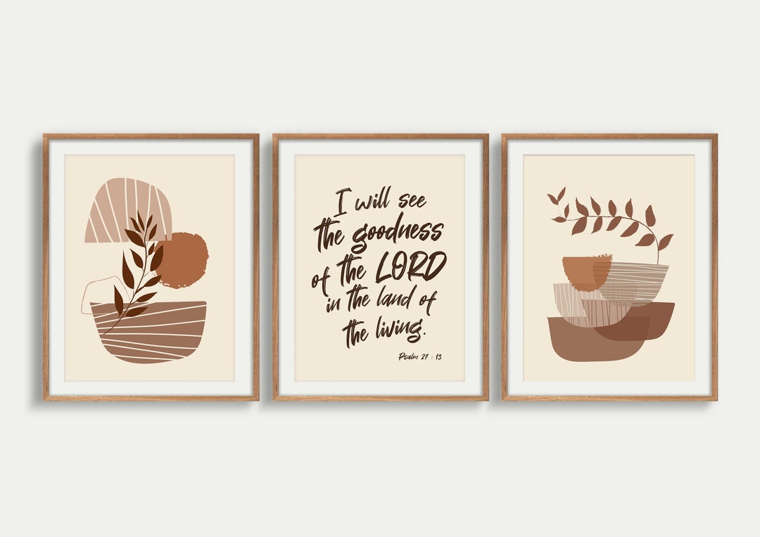Set of 3 Christian Boho Wall Art for Living Room, Scripture Prints ...