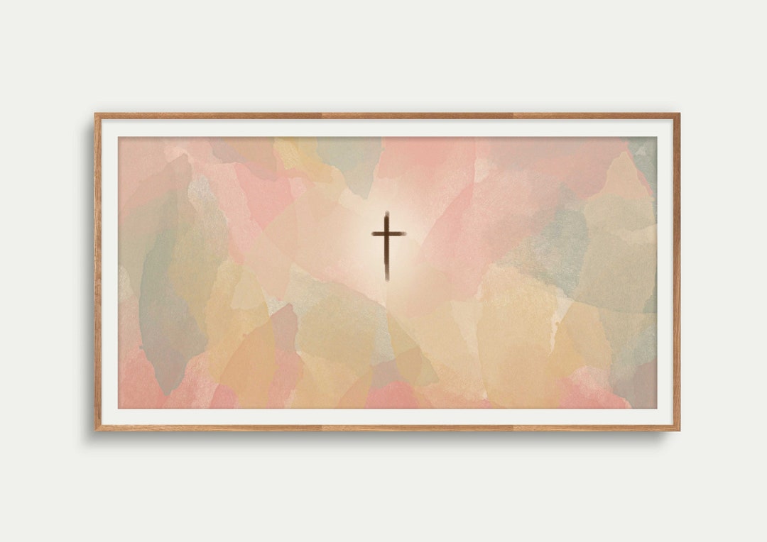 Soft Pink Modern Cross Sign Christian DIGITAL PRINT Teen Girl Dorm ...