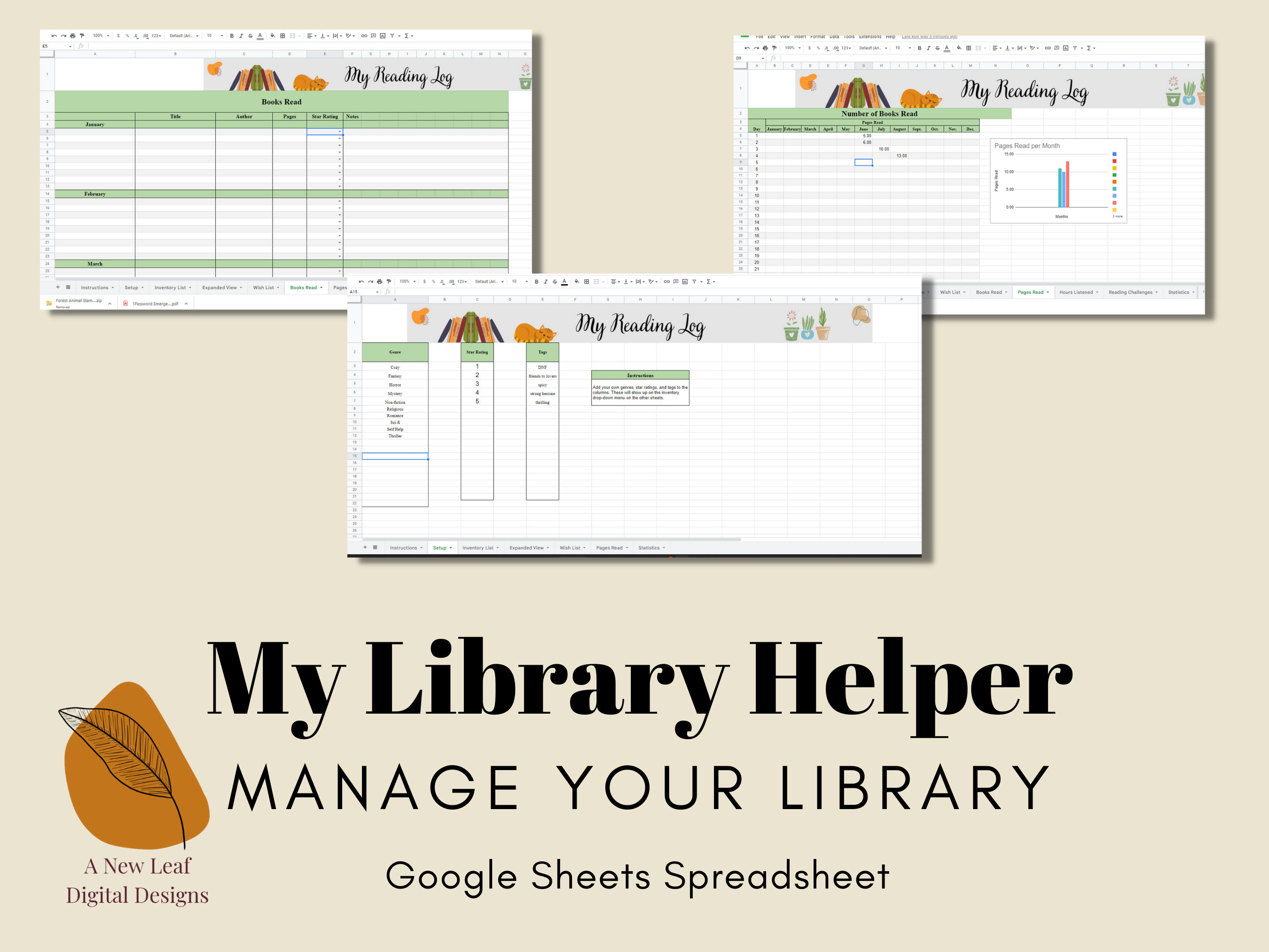 Library Book Tracker Spreadsheet Google Sheets Personal Library Log to ...