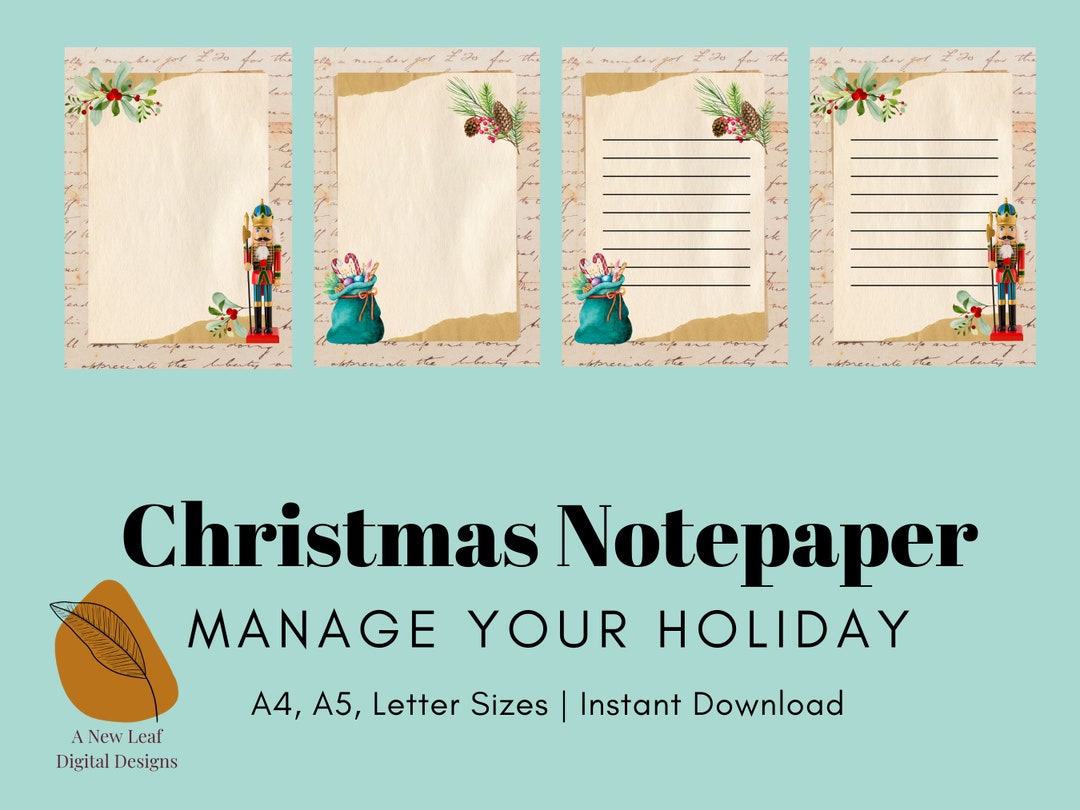4 Page Christmas Notepaper Suitable for Printing or Digital - Etsy