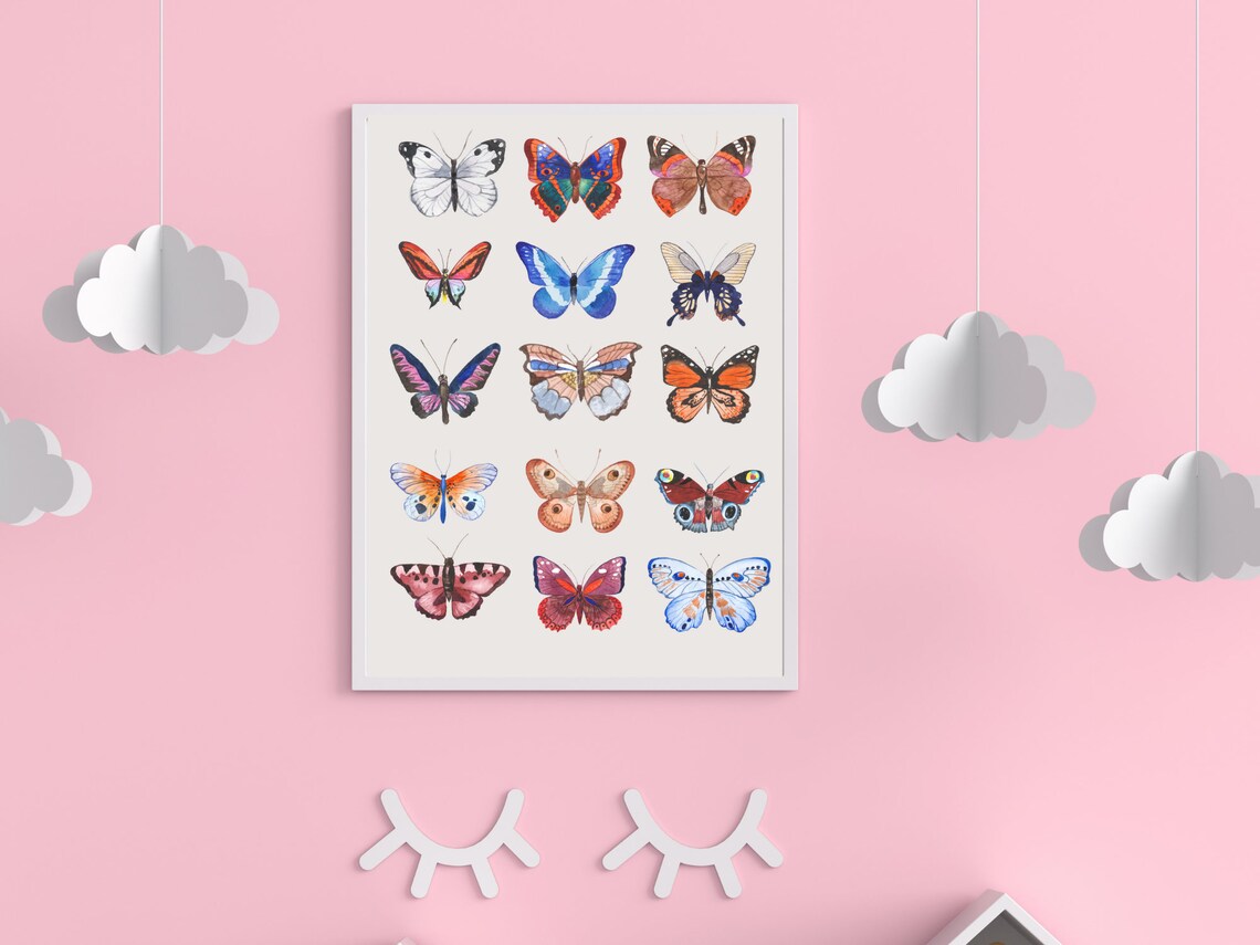 BUTTERFLY NURSERY DECOR , Set of 2 Prints , Boho Nursery Decor Girl - Etsy