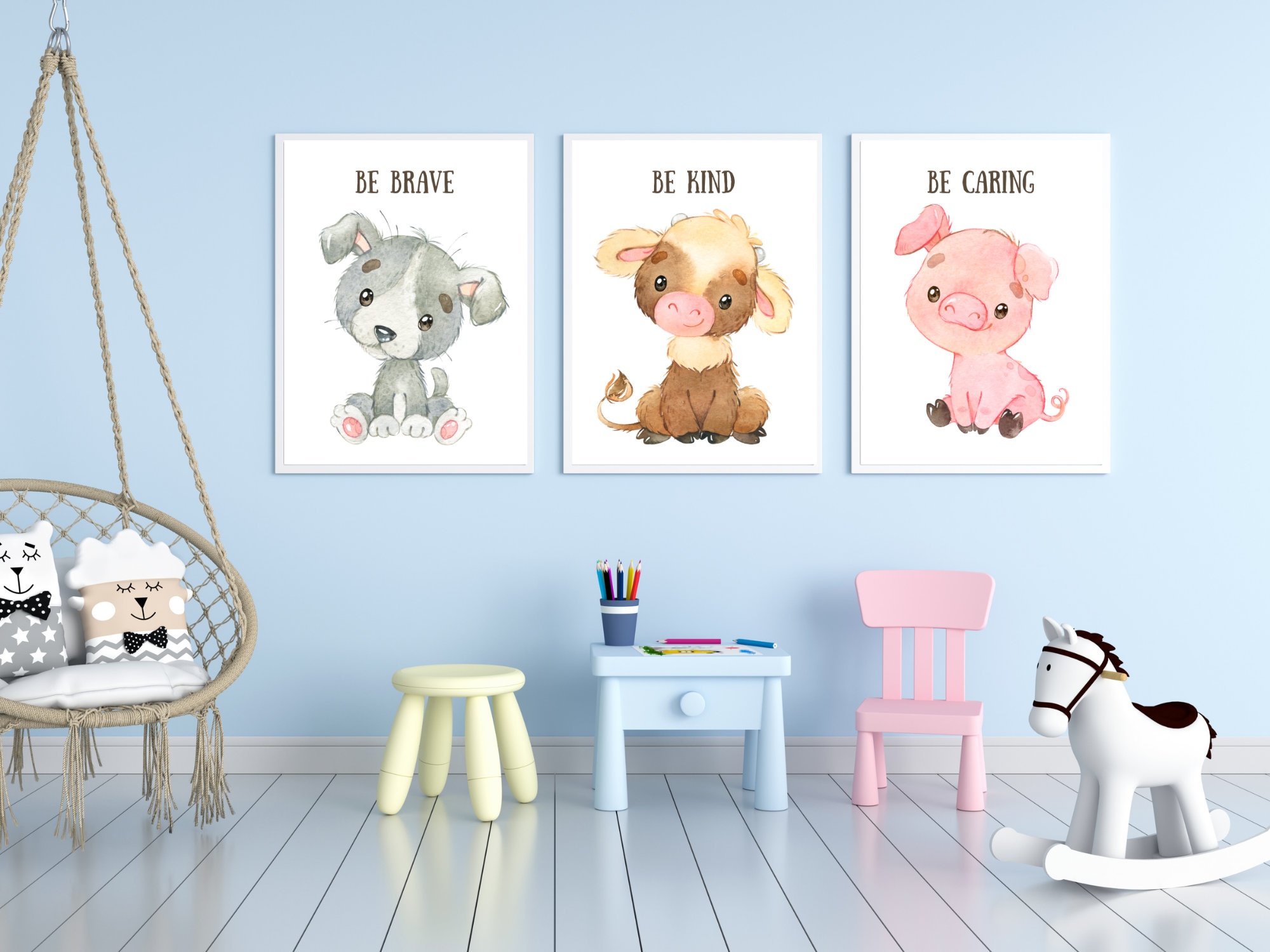 BABY FARM ANIMAL Nursery Decor , 3 Piece Wall Art , Farm Animal Prints ...