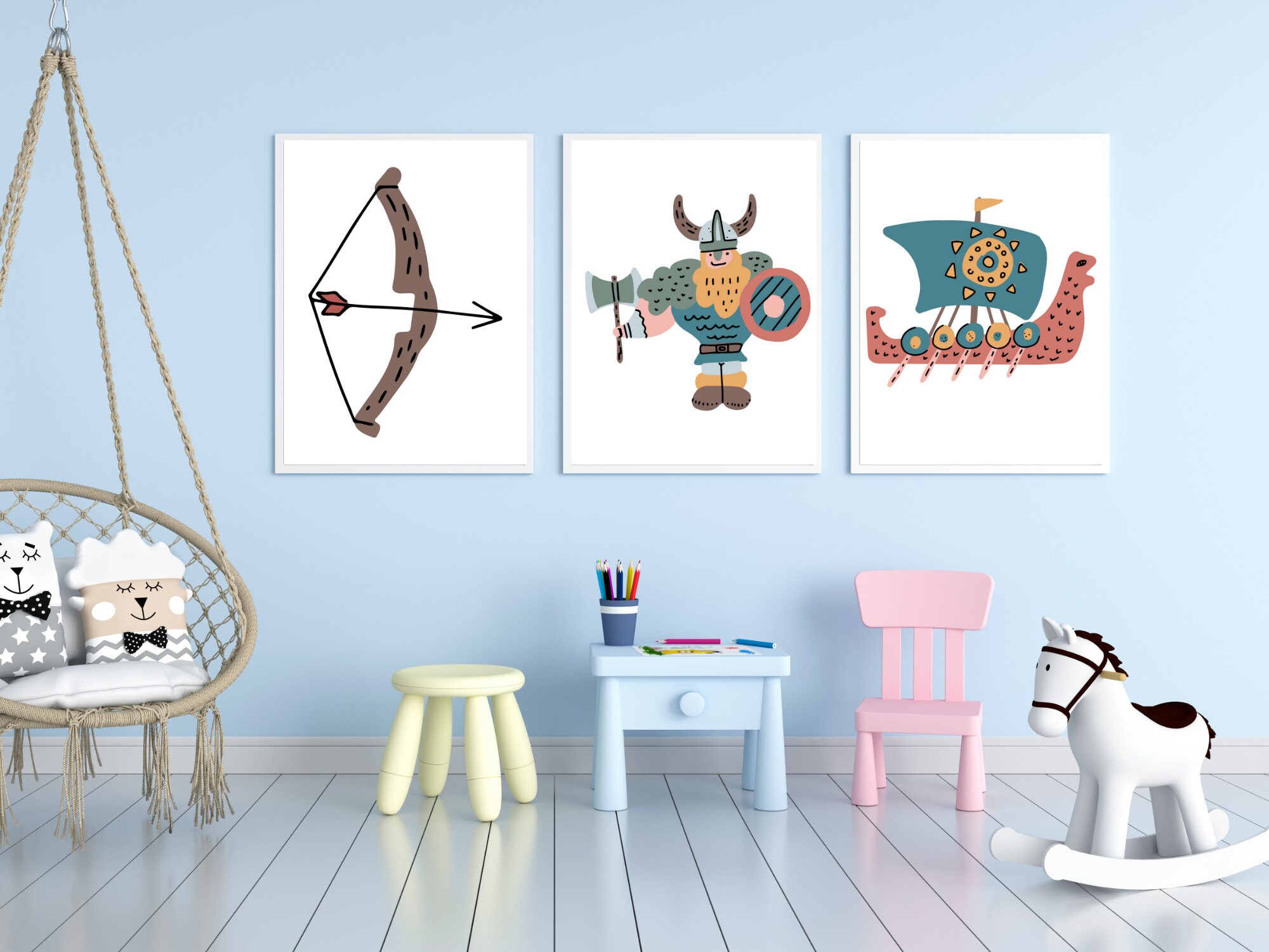 VIKING NURSERY , Set of 3 Prints , Nursery Prints , Viking Decor , Baby ...