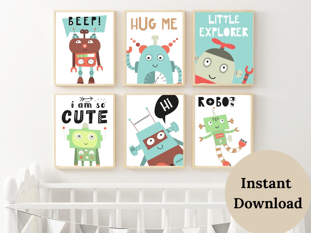 ROBOT WALL ART , Robot Nursery , Nursery Wall Decor , Baby Boy Nursery ...