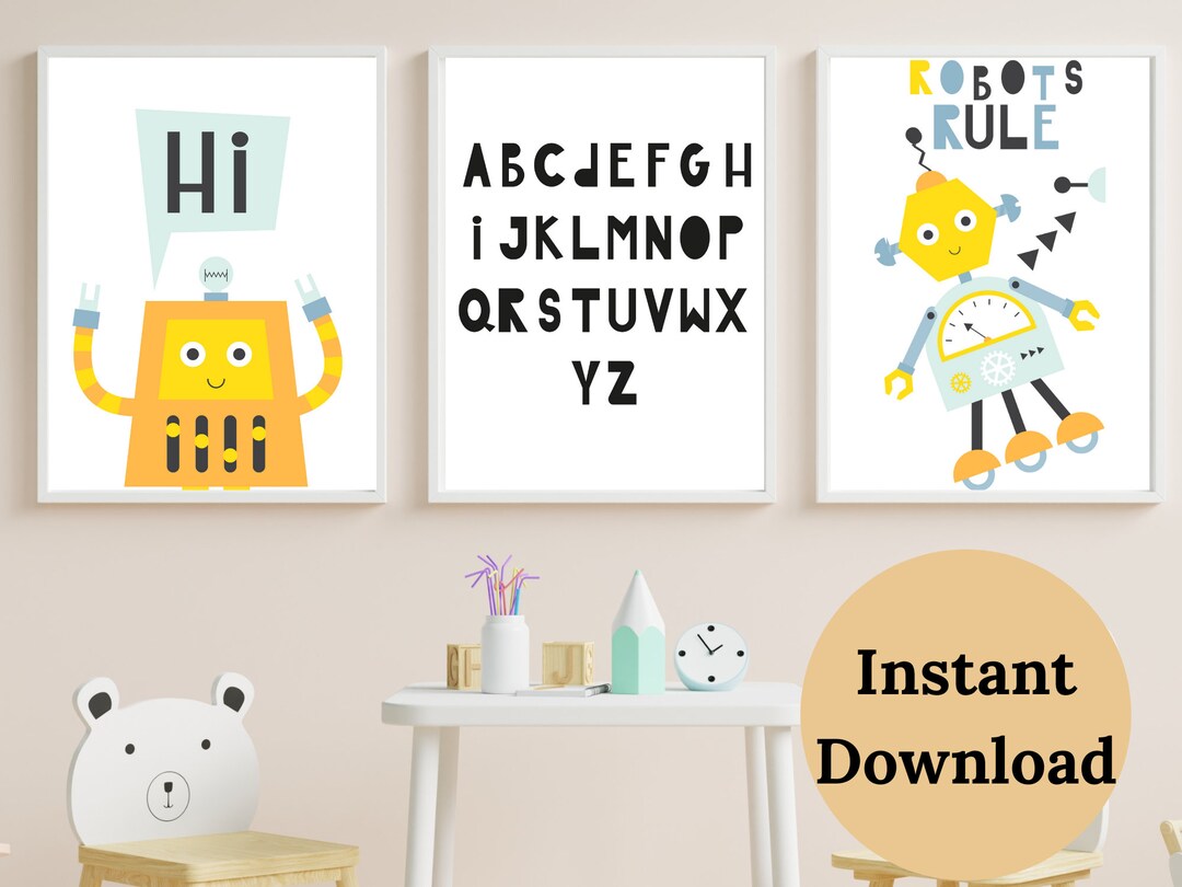 ROBOT WALL ART , Robot Nursery , Nursery Wall Decor , Baby Boy Nursery ...