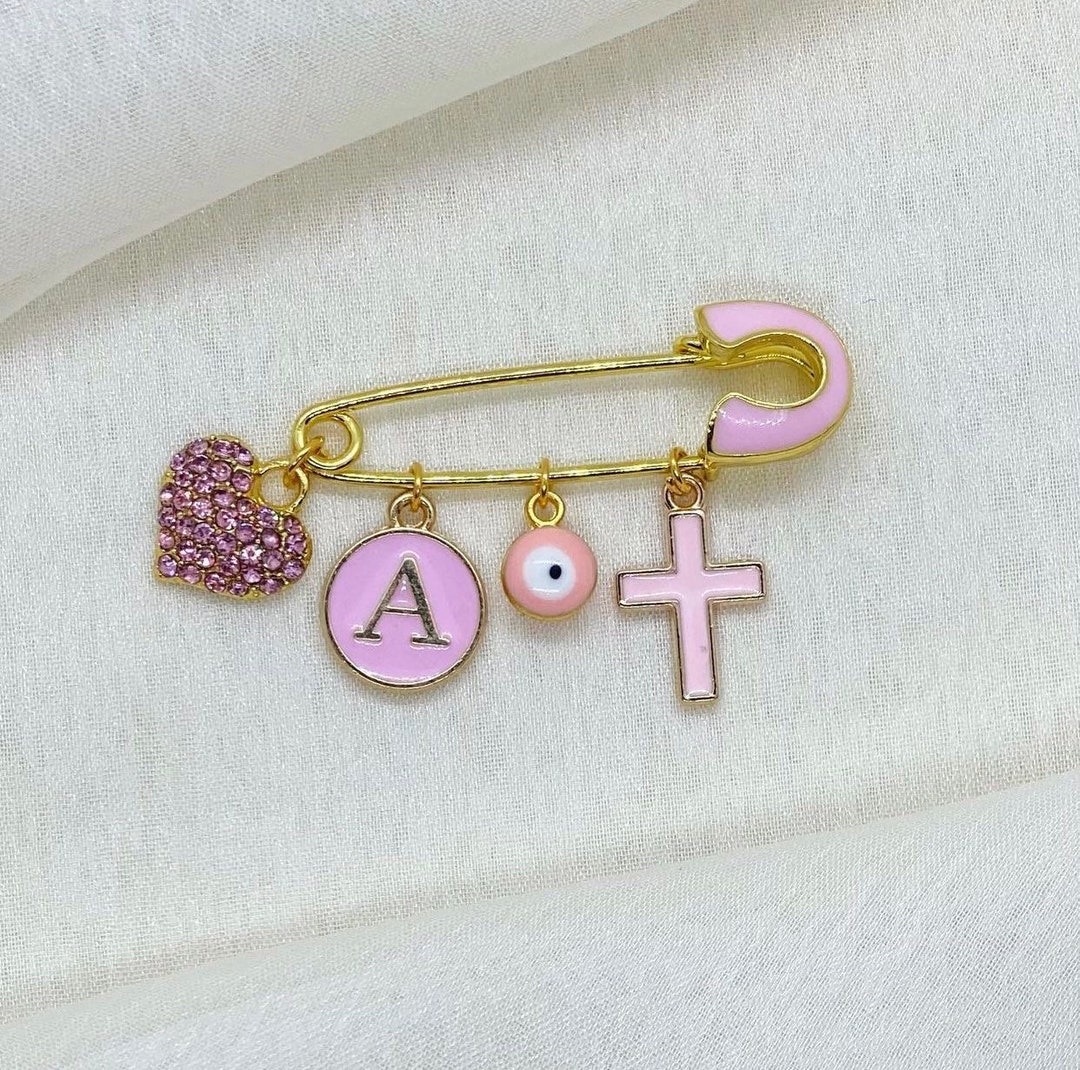 Personalised Baby Pin, Pink Safety Pin, Baby Gift, Stroller Pin - Etsy ...