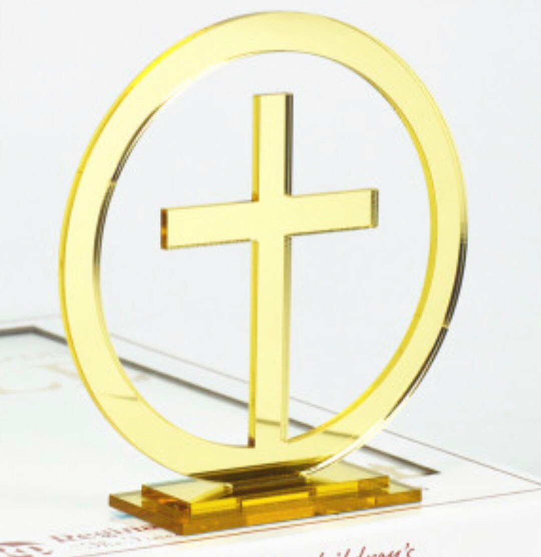 Catholic Cross Acrylic Stand Gold & Silver | Religious Statue ...