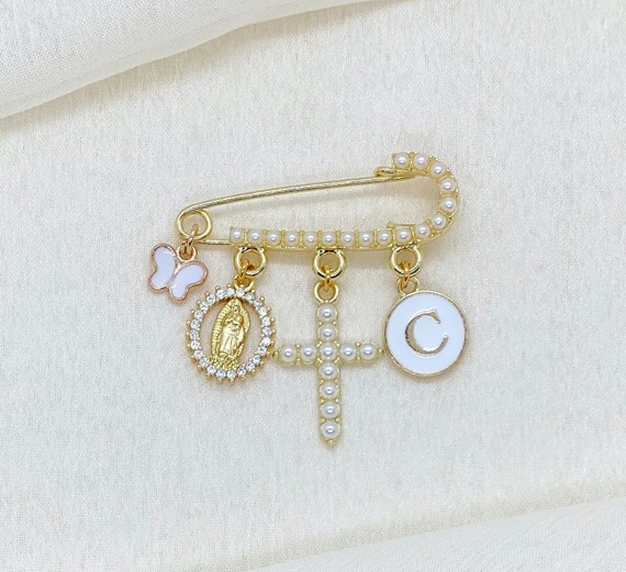 Personalised Baby Pin Pearl Safety Pin Customised Keepsake | Etsy