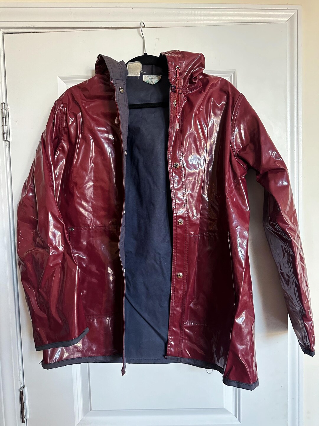 Vintage 80s Cappagallo Maroon Vinyl & Canvas Rain Jacket Womens S/M - Etsy