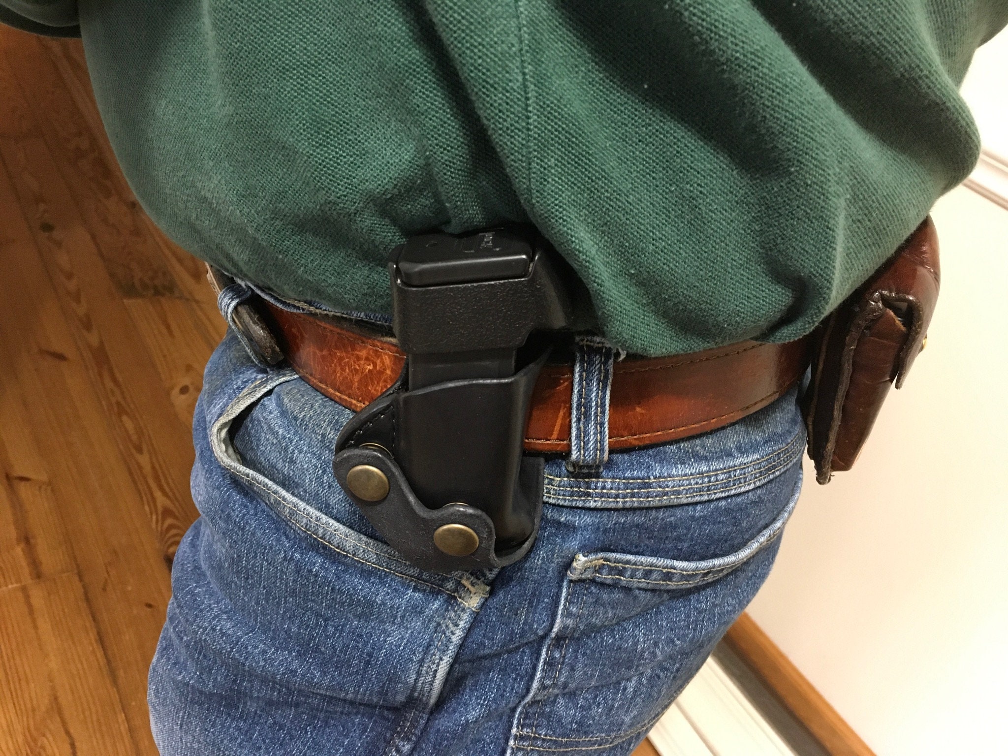 Glock Double Stack Leather Snap Mag Pouch in Black - Etsy