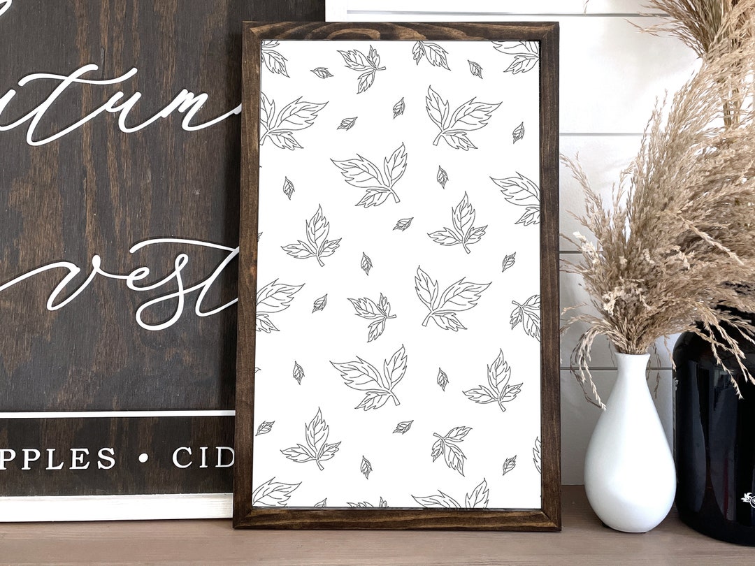 Fall Leaves Outline Wall Art, Printable Fall Art, Digital Download ...