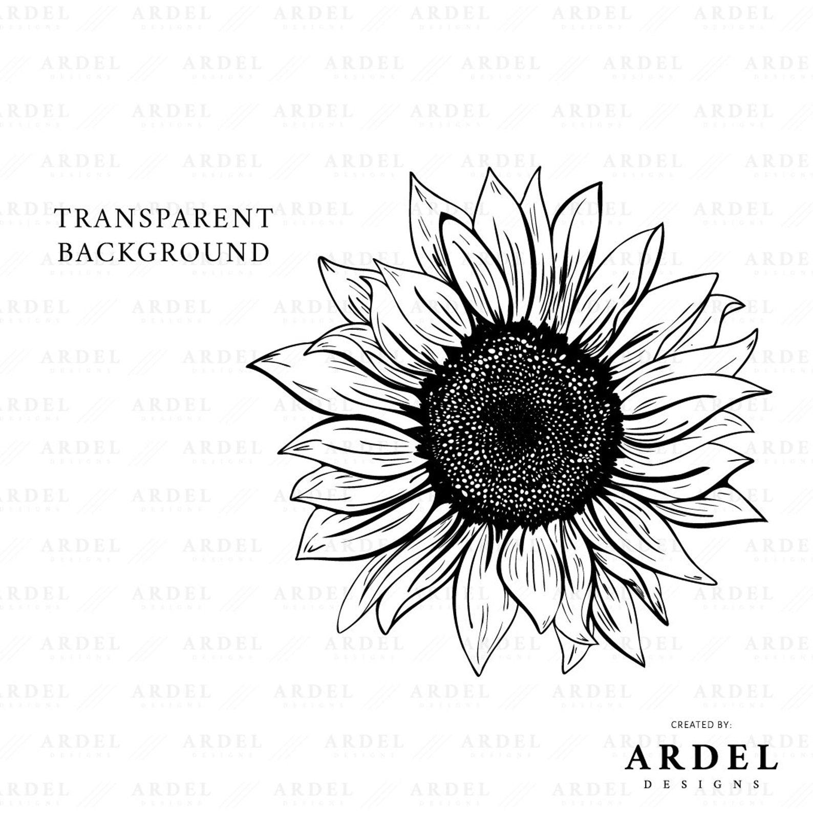 Sunflower SVG Vector File Detailed Sunflower Outline | Etsy