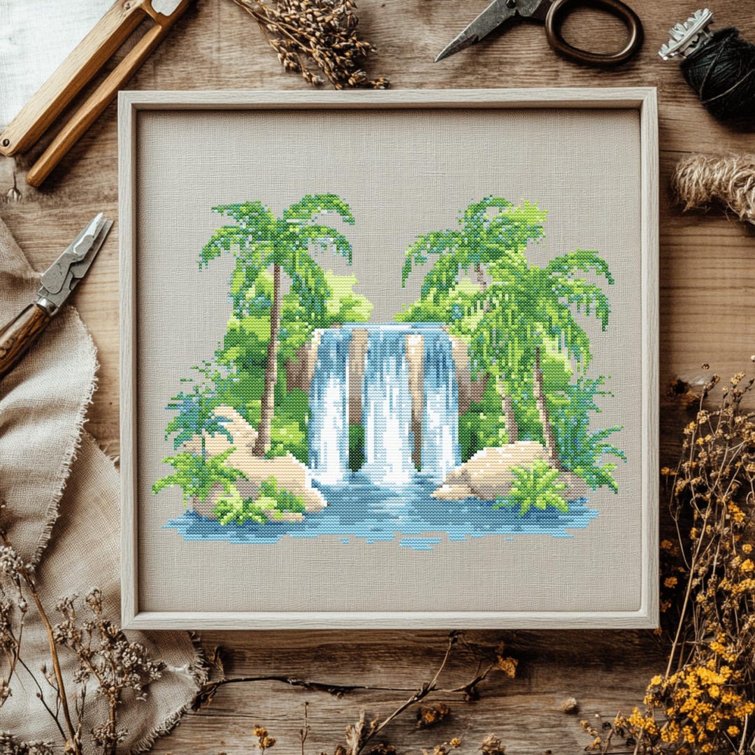 Waterfall Stitch Pattern, Waterfall Cross Stitch, Cross Stitch Pattern ...