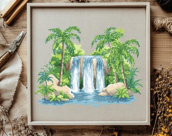 Waterfall PDF Cross Stitch Pattern - Etsy
