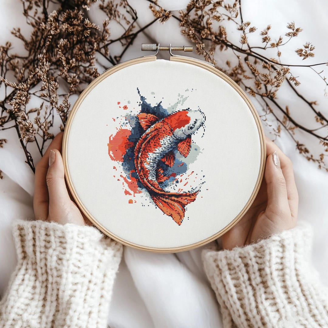 Koi Fish Cross Stitch Pattern, Koi Fish Stitch Kit, Cross Stitch ...