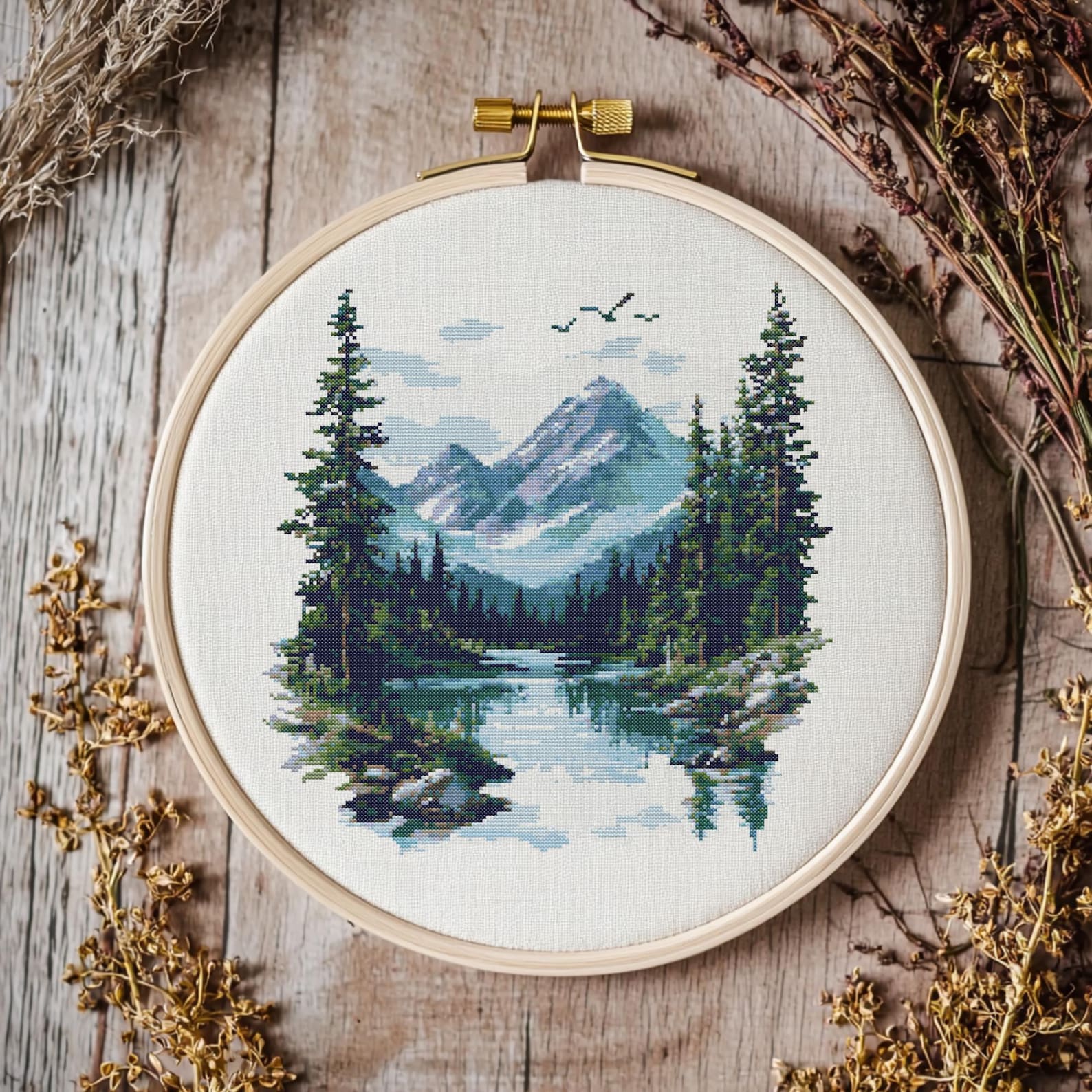 Mountains Cross Stitch Pattern, Mountain Landscape Stitch Kit, Cross ...