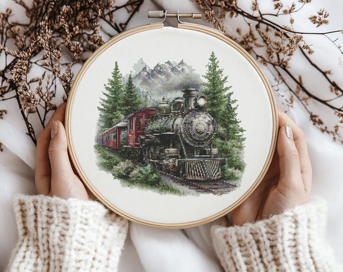 Steam Train Cross Stitch Pattern PDF, Printable Counted Cross Stitch ...
