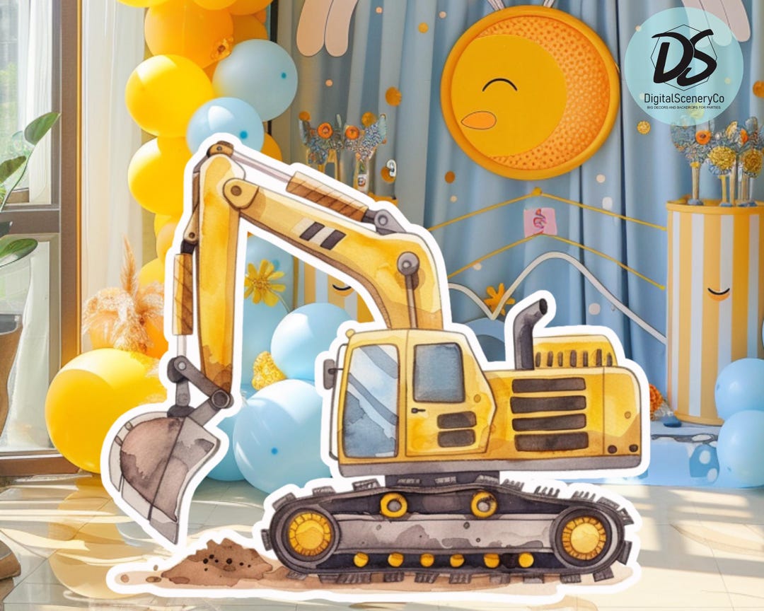 BIG DECOR EXCAVATOR: Cutout Decor Excavator, Excavator Birthday ...
