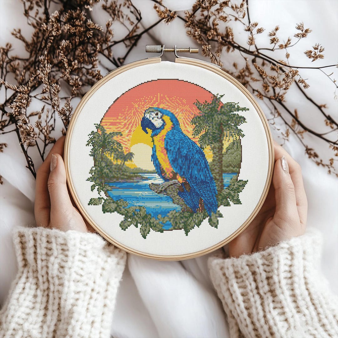 Parrot Cross Stitch Pattern, Stitch Kit, PDF Pattern, Digital Download ...