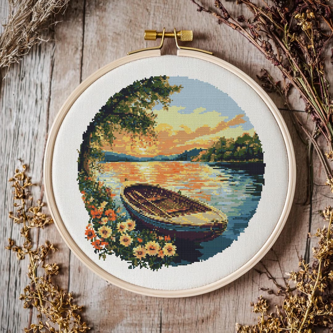 Boat Cross Stitch Pattern, Boat Stitch Pattern, Cross Stitch Pattern ...