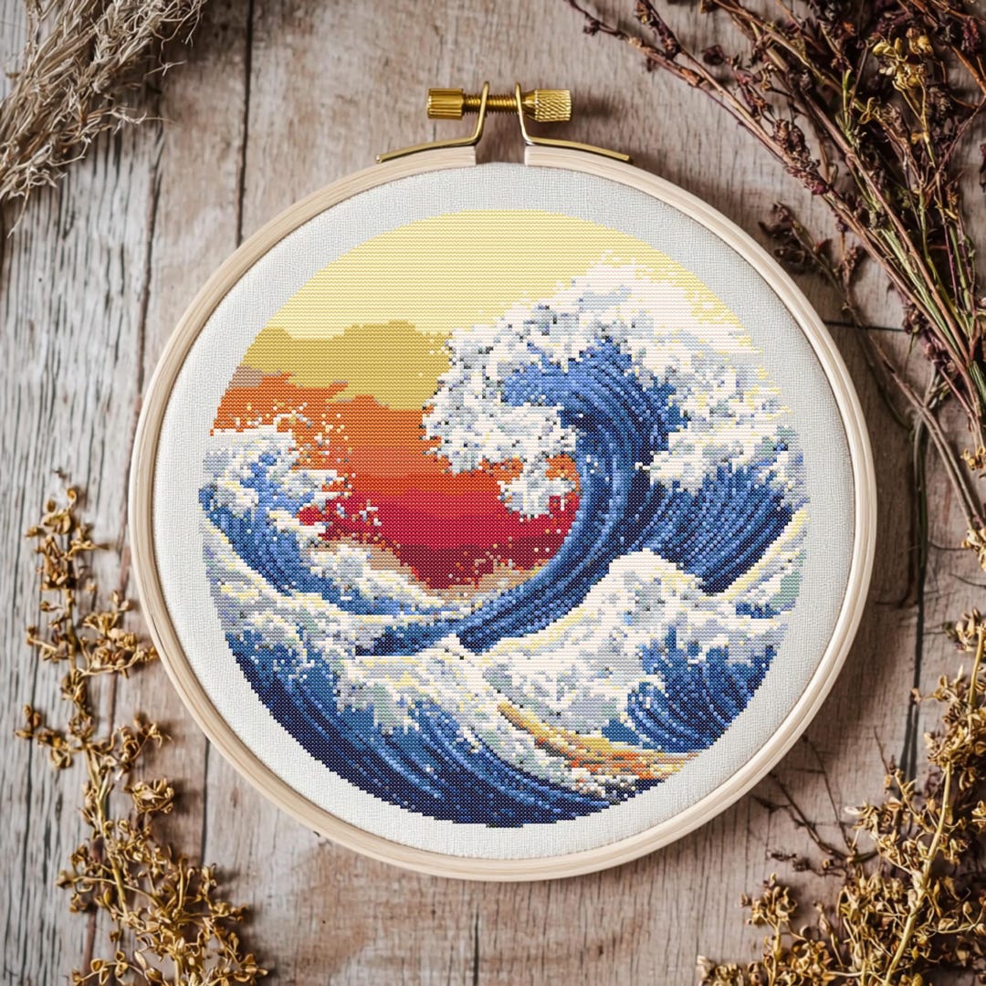 Wave Cross Stitch Pattern, Wave Cross Stitch, Cross Stitch Pattern ...