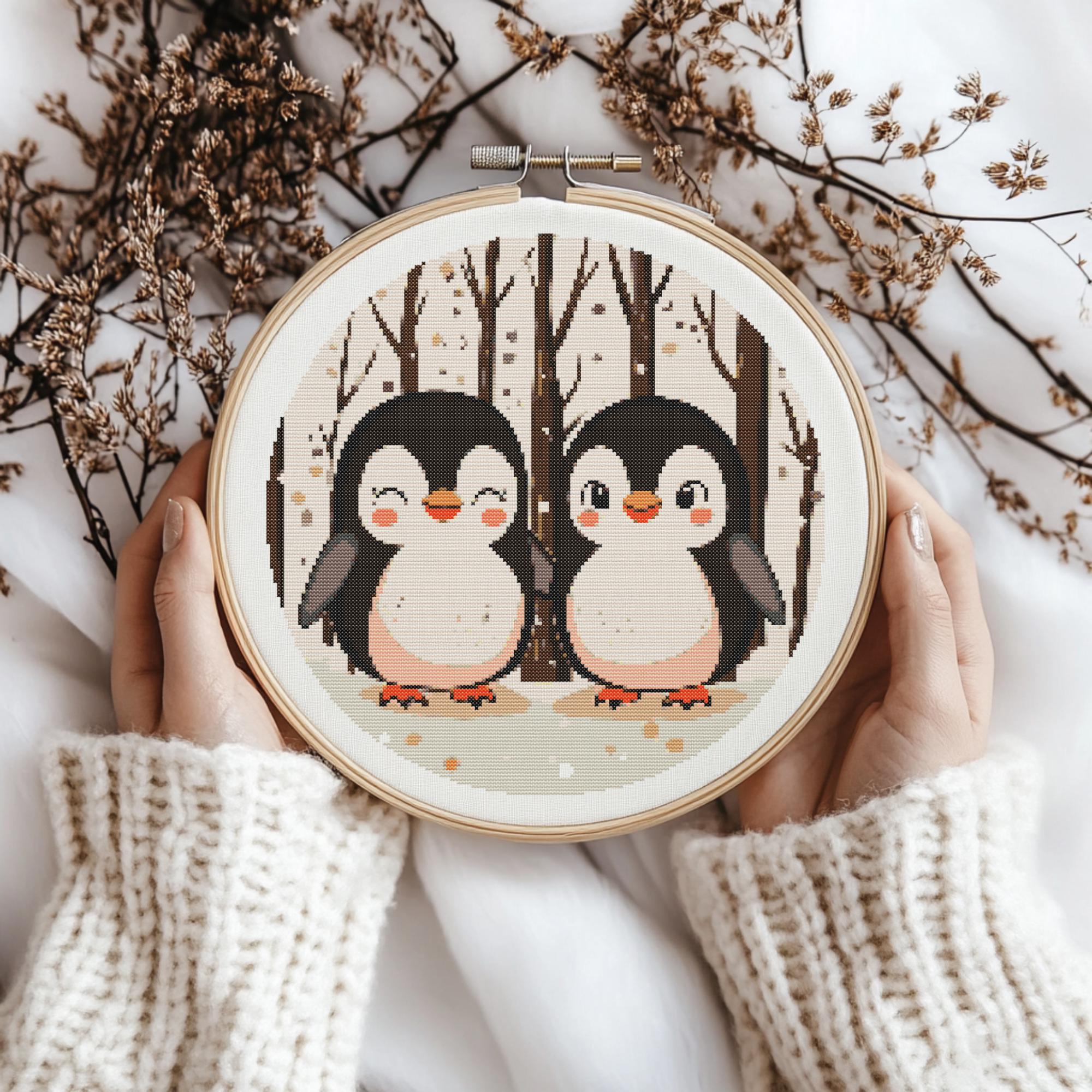 Cute Penguins Cross Stitch Pattern, Penguins Stitch Kit, Cross Stitch ...