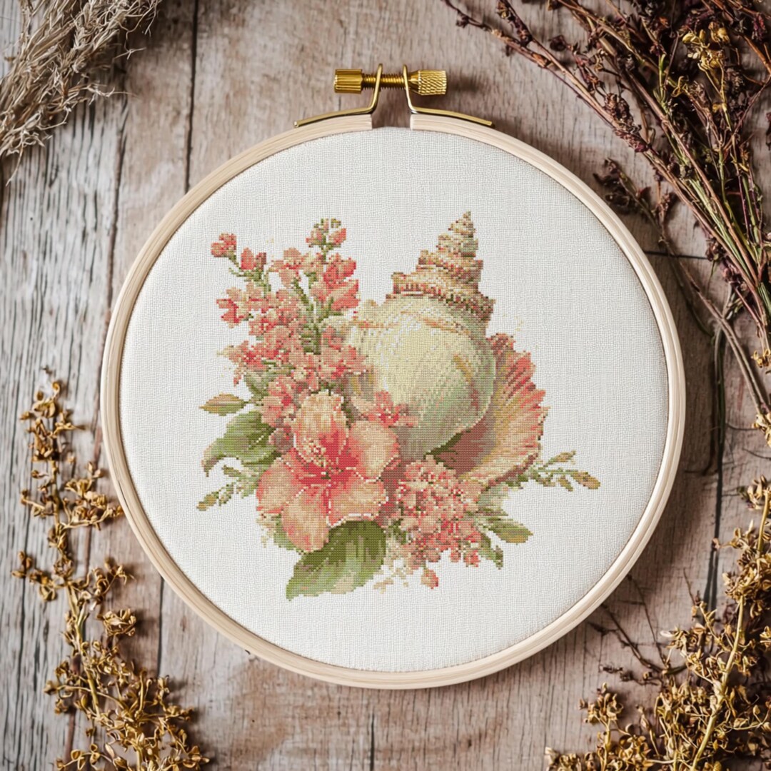 Seashell Cross Stitch Pattern, Shell Cross Stitch, Cross Stitch Pattern ...