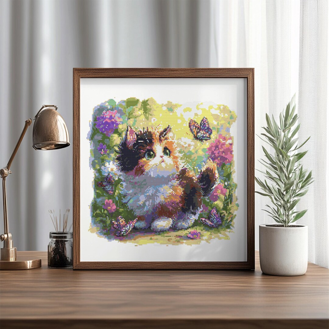 Cute Cat Cross Stitch Pattern, Cat Cross Stitch, Cross Stitch Pattern ...