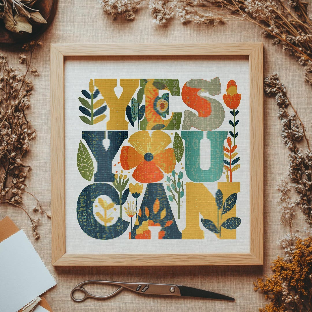 Yes You Can Cross Stitch Pattern, Modern Cross Stitch, Cross Stitch ...