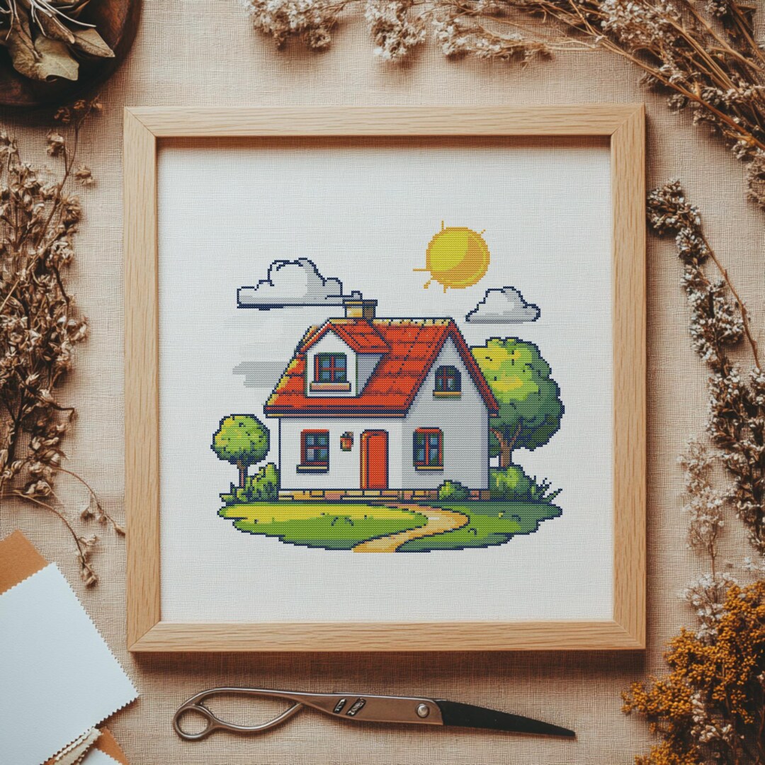 House Cross Stitch Pattern, House Cross Stitch, Cross Stitch Pattern ...