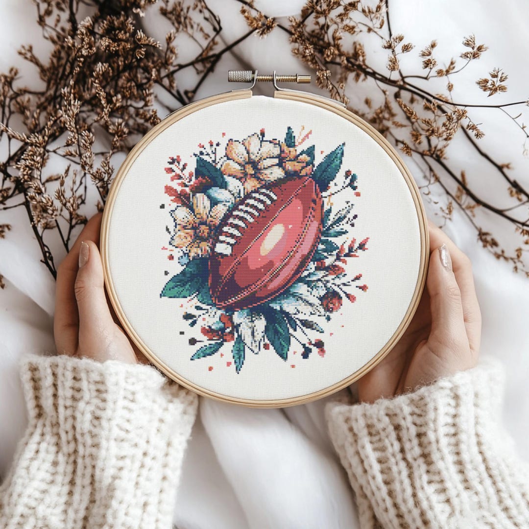 Floral American Football Cross Stitch Pattern, Cross Stitch, Cross ...