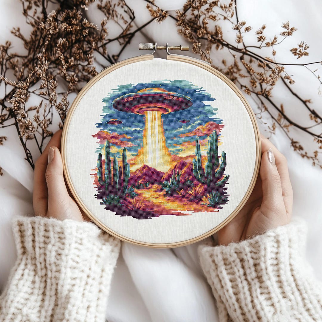 UFO Cross Stitch Pattern, Ufo Stitch Kit, Cross Stitch Pattern, Cross ...