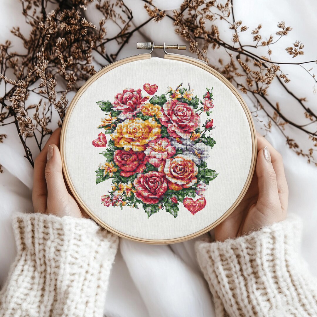 Beautiful Flower Stitch Pattern, Flower Stitch Kit, Cross Stitch ...