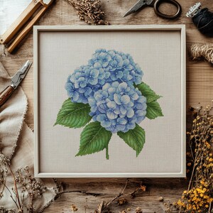Hydrangea Cross Stitch Pattern, Hydrangea Cross Stitch, Cross Stitch Pattern, Cross Stitch Kit ...