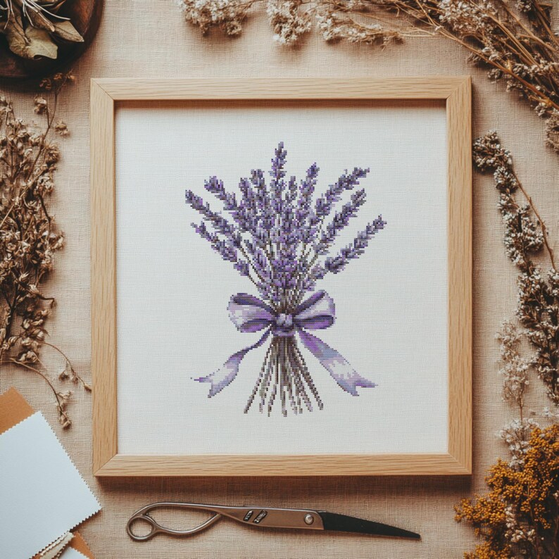 Lavender Bouquet Cross Stitch Pattern, Lavender Cross Stitch, Cross ...