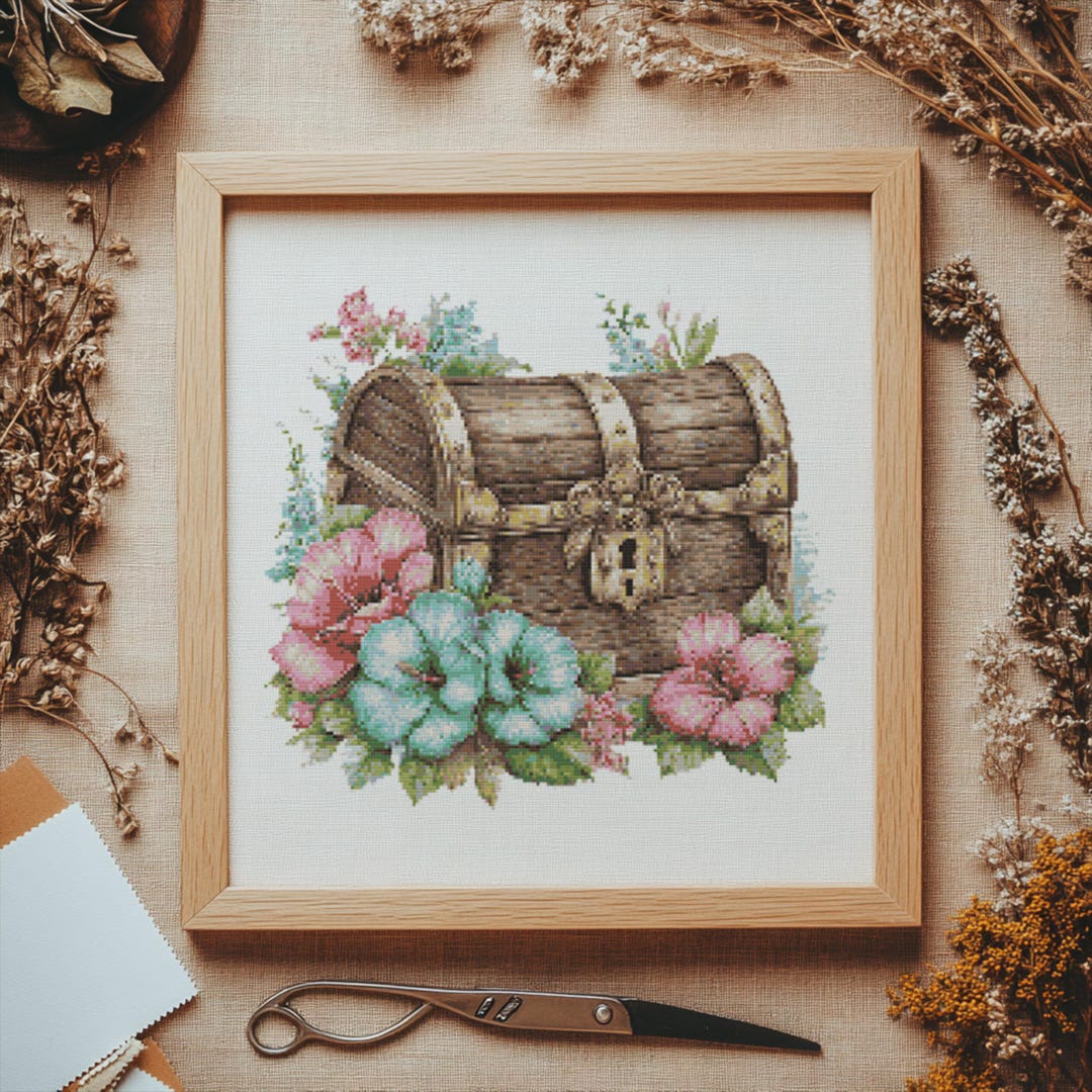 Treasure Chest Cross Stitch Pattern, Cross Stitch, Cross Stitch Pattern ...