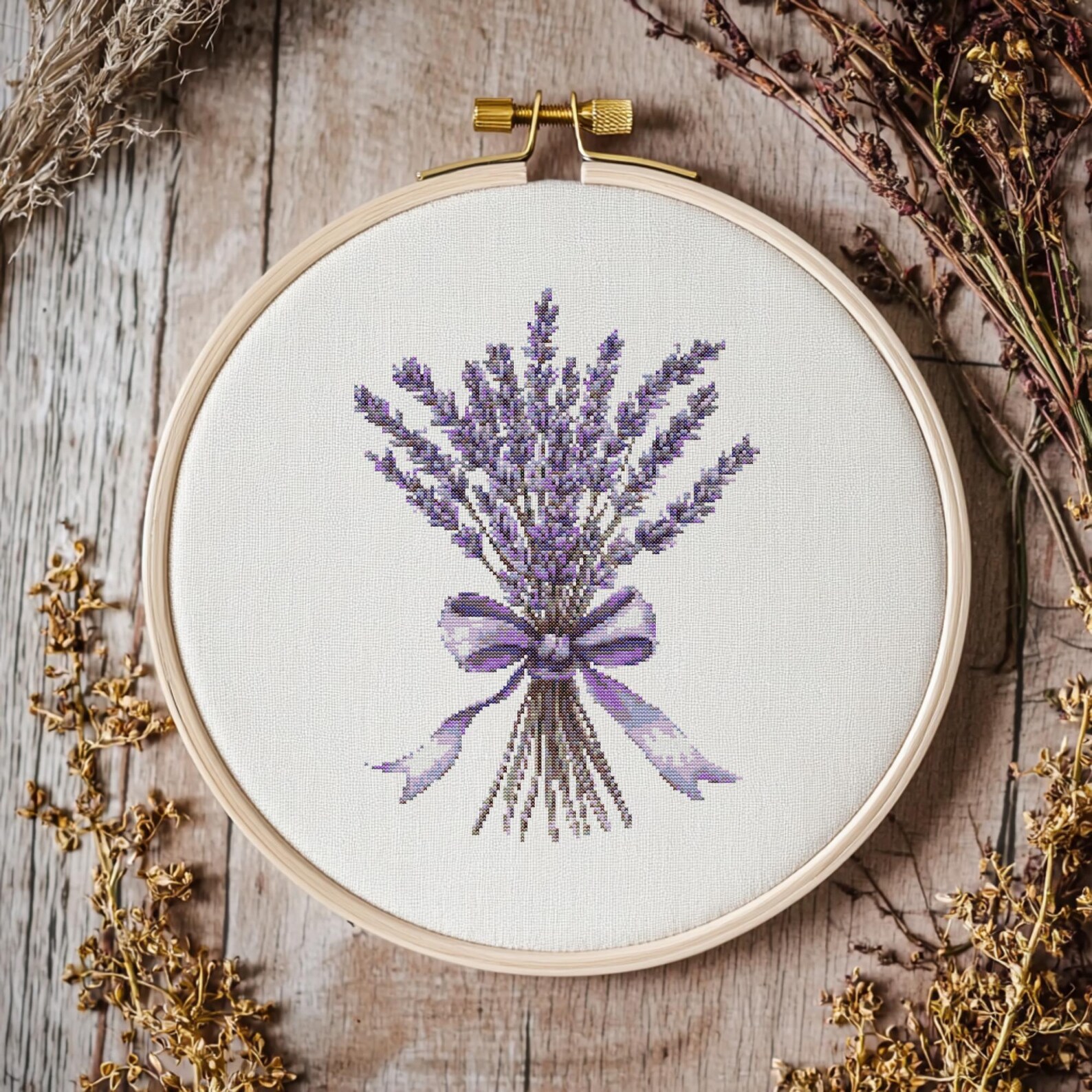 Lavender Bouquet Cross Stitch Pattern, Lavender Cross Stitch, Cross ...