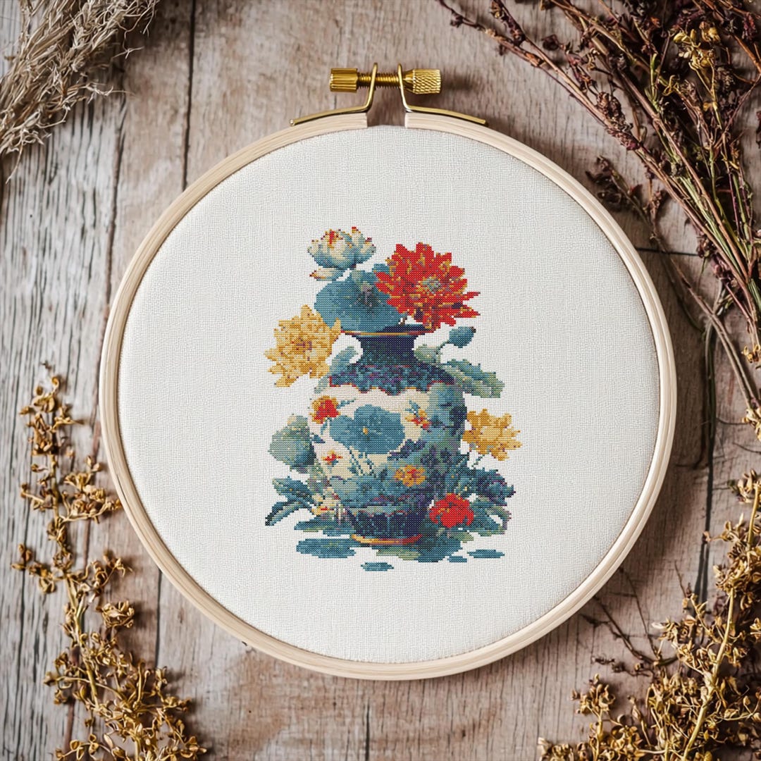 Chinese Vase Cross Stitch Pattern, Cross Stitch, Cross Stitch Pattern ...